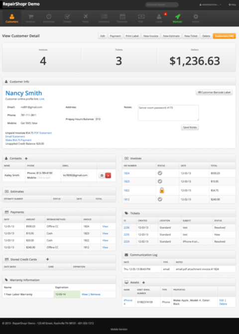 RepairShopr Features - CRM, Point of Sale, Invoicing, Ticketing & more!